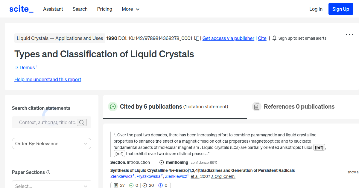 Types and Classification of Liquid Crystals - [scite report]
