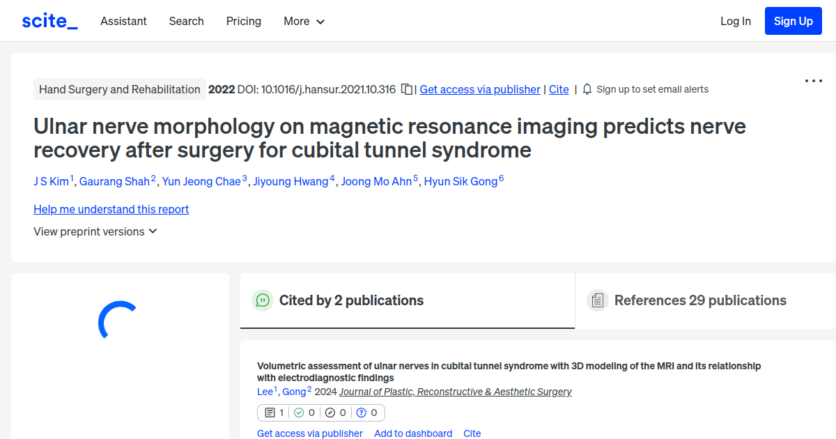 Ulnar nerve morphology on magnetic resonance imaging predicts nerve ...