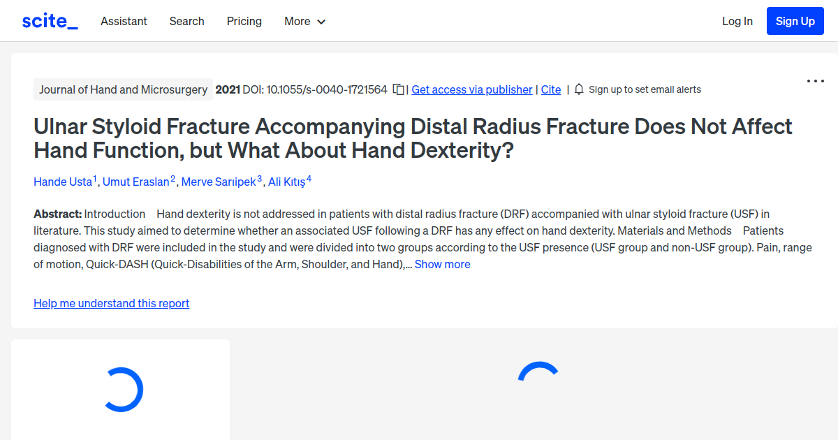 Ulnar Styloid Fracture Accompanying Distal Radius Fracture Does Not ...