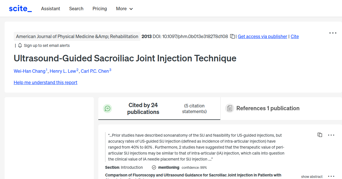 Ultrasound-Guided Sacroiliac Joint Injection Technique - [scite report]