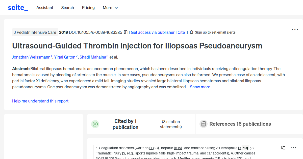 Ultrasound-Guided Thrombin Injection for Iliopsoas Pseudoaneurysm ...