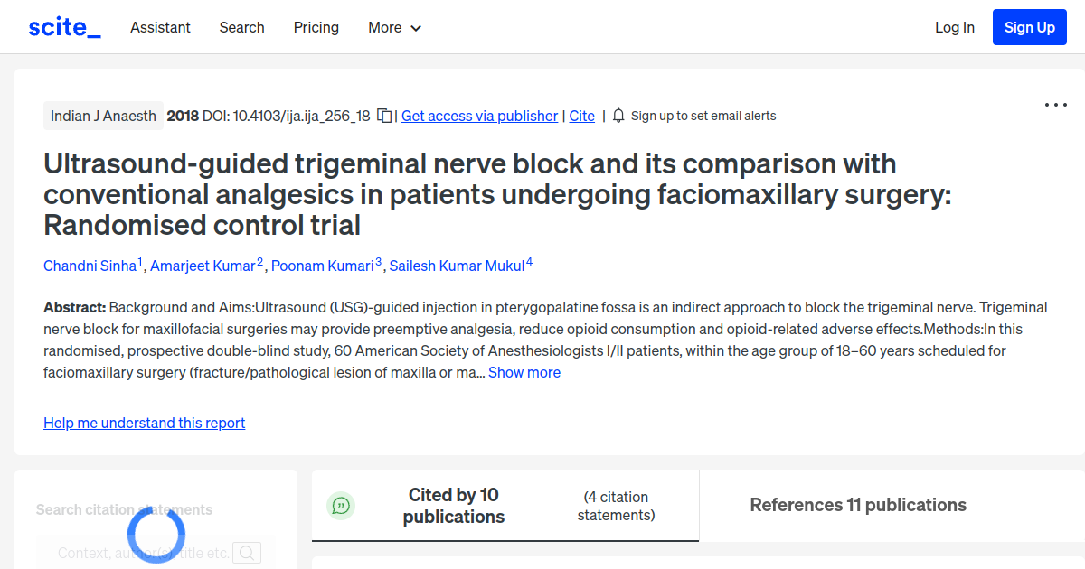 Ultrasound-guided trigeminal nerve block and its comparison with ...