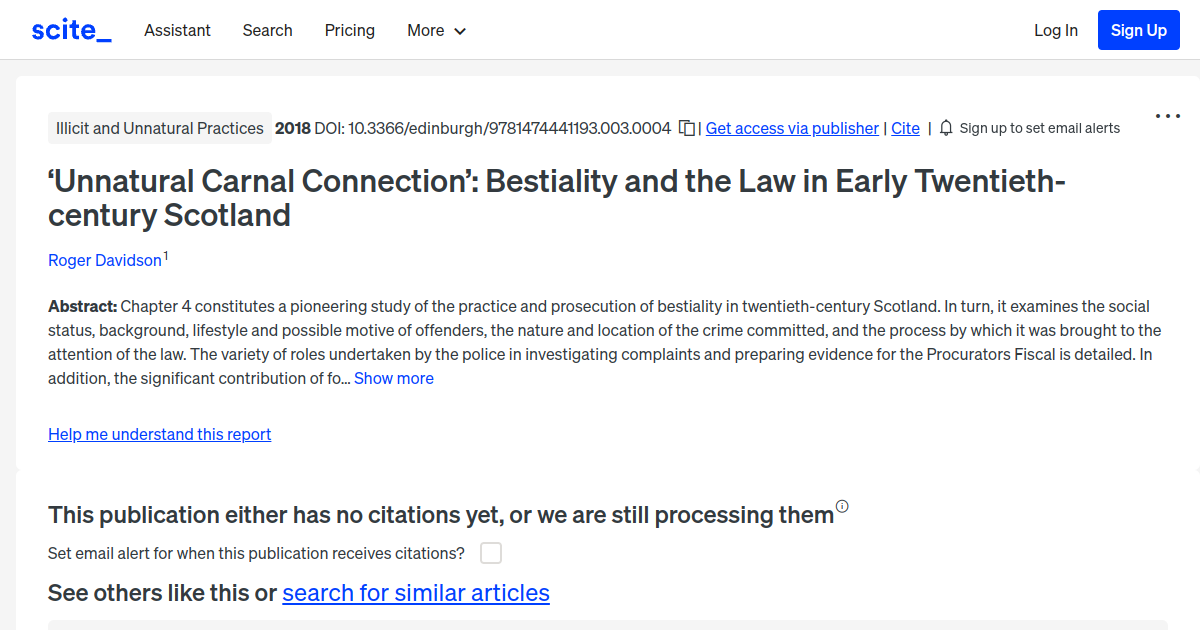 ‘Unnatural Carnal Connection’: Bestiality and the Law in Early ...