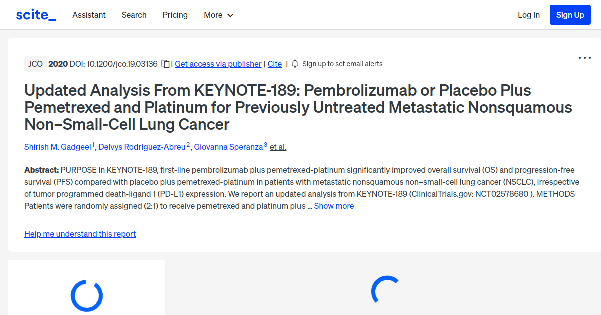 Updated Analysis From KEYNOTE-189: Pembrolizumab or Placebo Plus ...