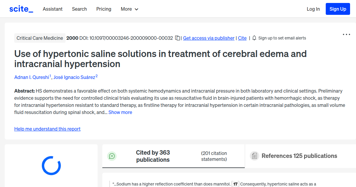 Use of hypertonic saline solutions in treatment of cerebral edema and ...