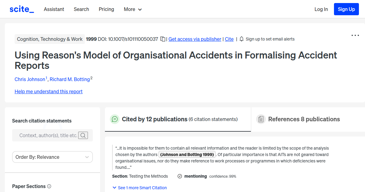 Using Reason's Model of Organisational Accidents in Formalising ...