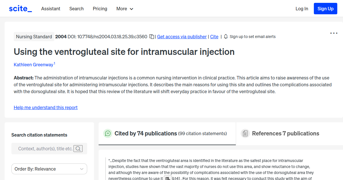 Using the ventrogluteal site for intramuscular injection