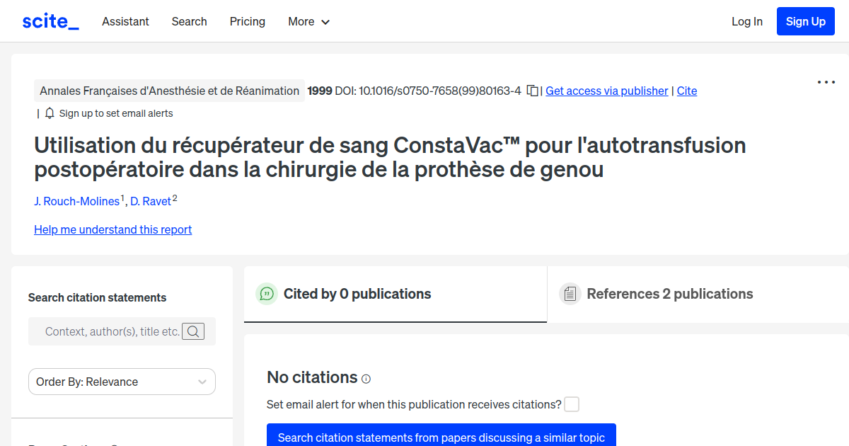 Utilisation du récupérateur de sang ConstaVac™ pour l'autotransfusion ...