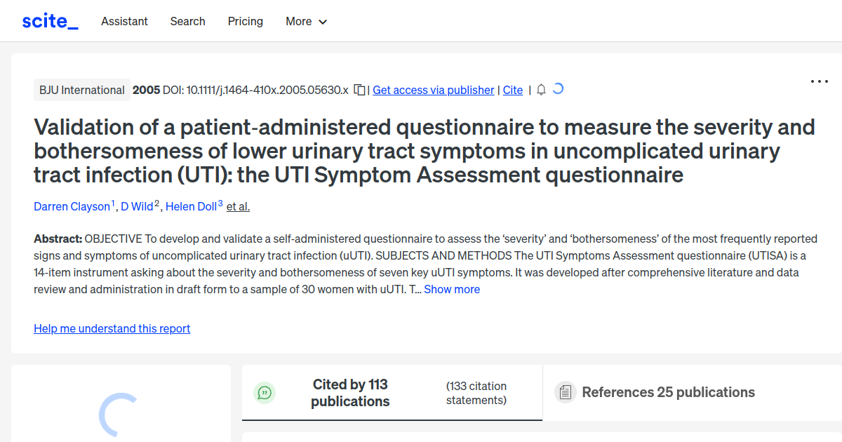 Validation of a patient-administered questionnaire to measure the ...
