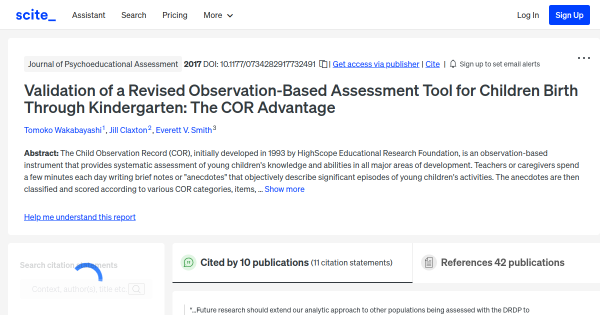 Validation of a Revised Observation-Based Assessment Tool for Children ...