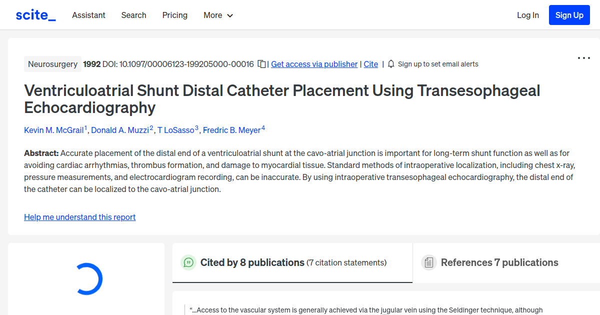 Ventriculoatrial Shunt Distal Catheter Placement Using Transesophageal ...