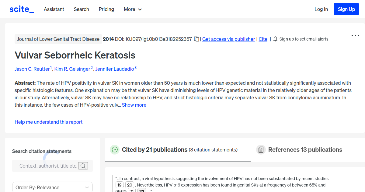 Vulvar Seborrheic Keratosis - [scite report]