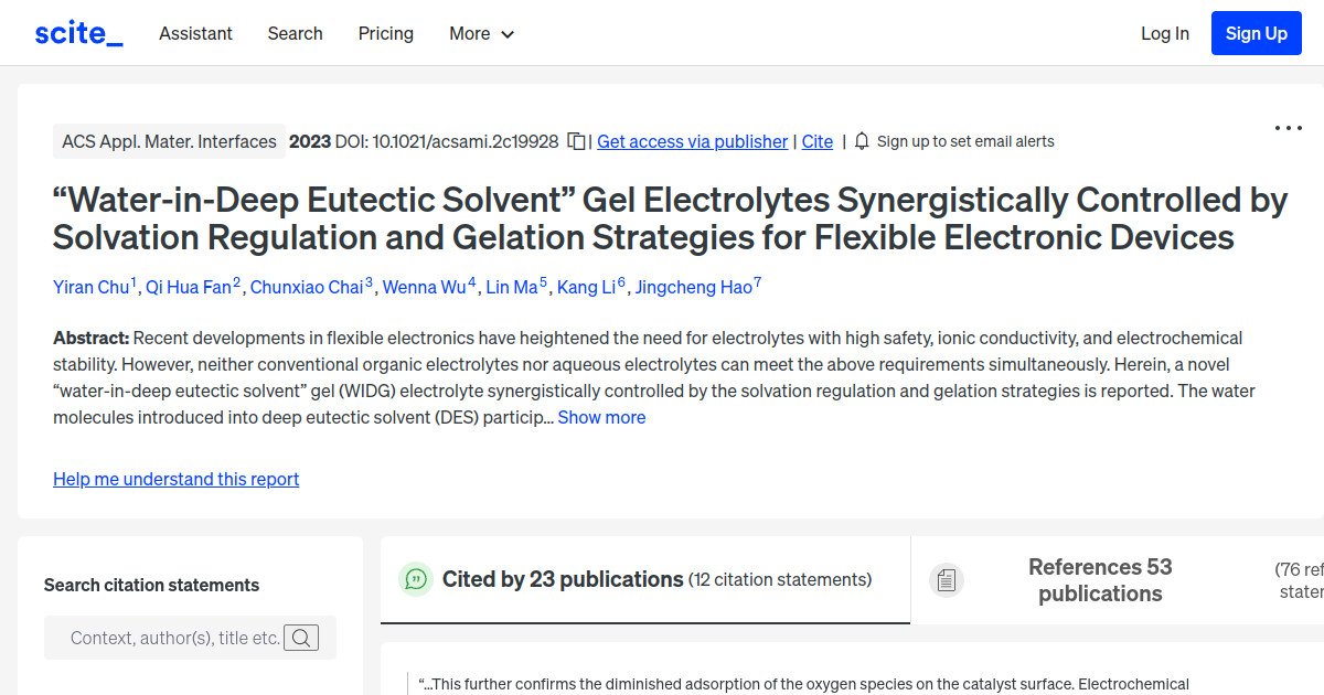 “Water-in-Deep Eutectic Solvent” Gel Electrolytes Synergistically ...