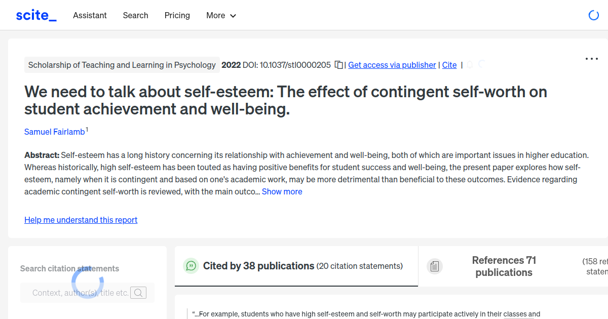 We need to talk about self-esteem: The effect of contingent self-worth ...
