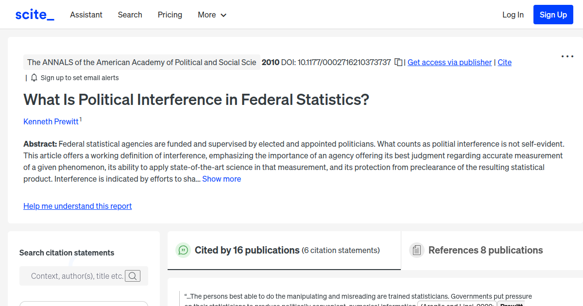 What Is Political Interference in Federal Statistics? - [scite report]