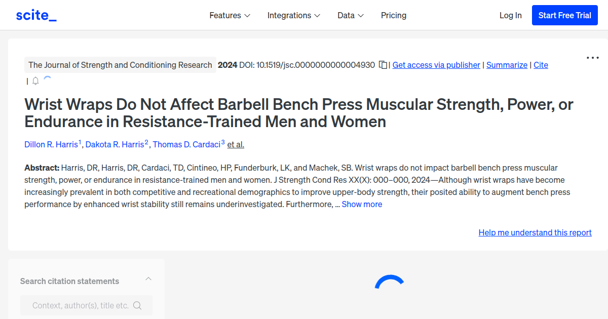 Wrist Wraps Do Not Affect Barbell Bench Press Muscular Strength, Power ...