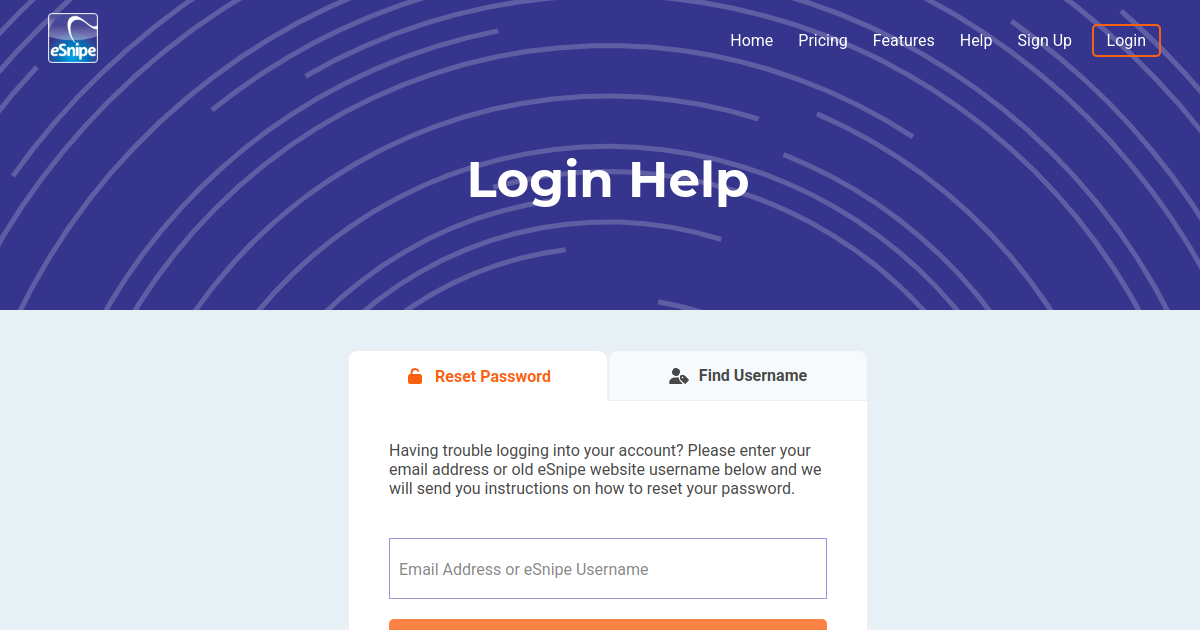 Login Help - eSnipe