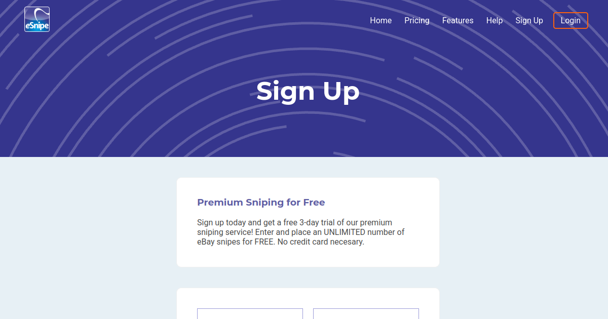 Sign Up - eSnipe