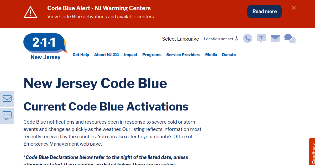 New Jersey Code Blue | NJ 211